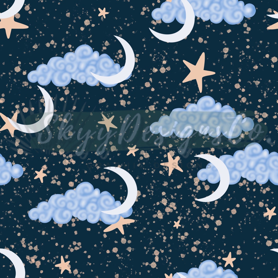 Dreamy Moon Seamless Pattern for Nursery, Sleep Pattern Paper Digital ...
