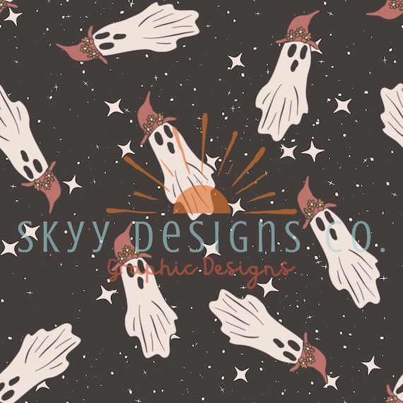 Halloween Ghosts Digital Seamless Pattern for Fabrics and - Etsy