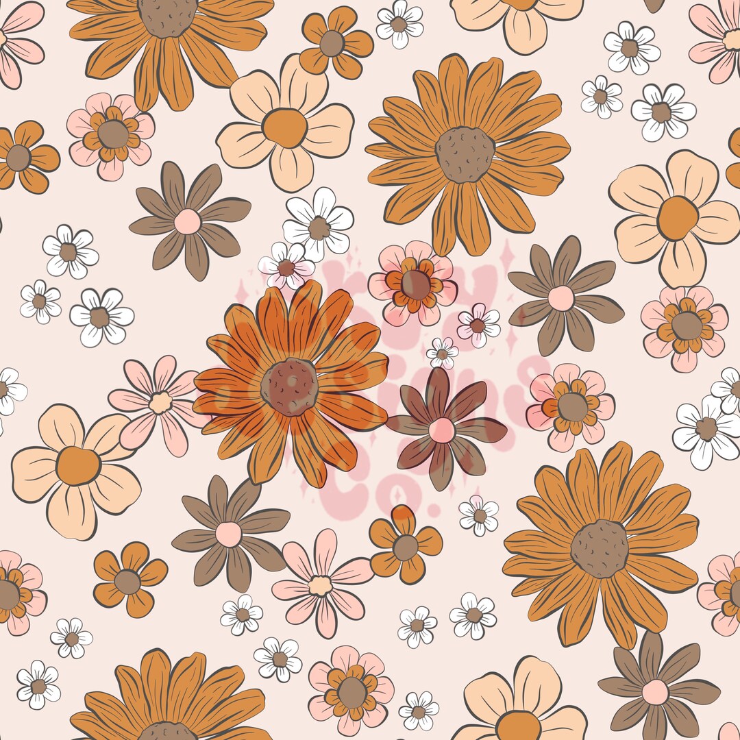 Boho Fall Floral Digital Seamless Pattern for Fabrics and Wallpapers ...