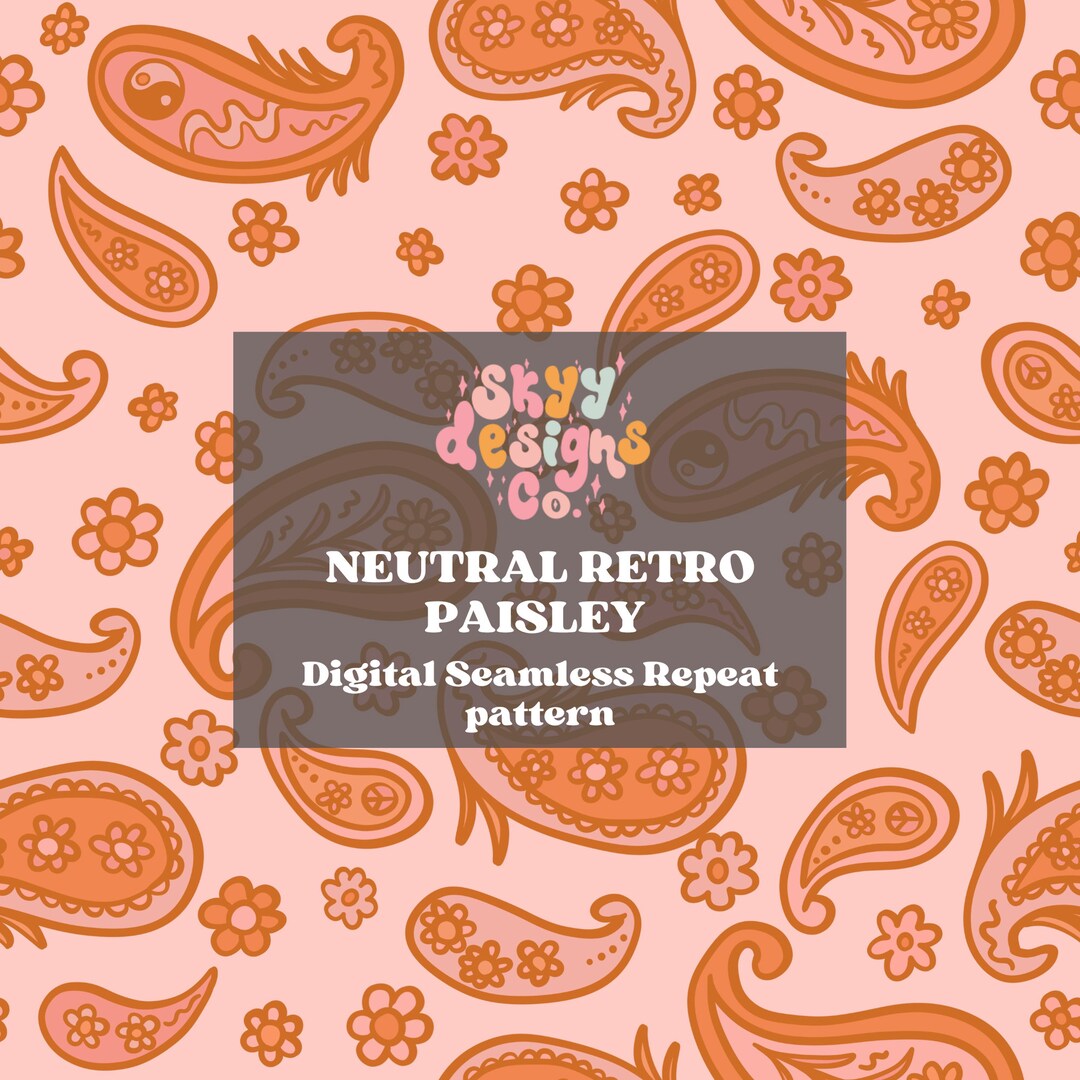 Retro Neutral Groovy Paisley Pattern Digital Seamless Pattern for ...