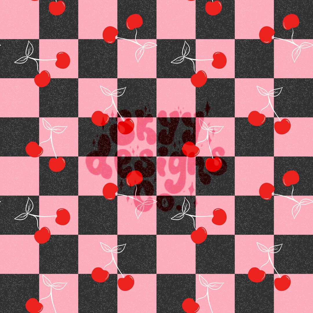 Checkered Cherries Seamless Pattern for Valentines Day, Retro Cherries ...
