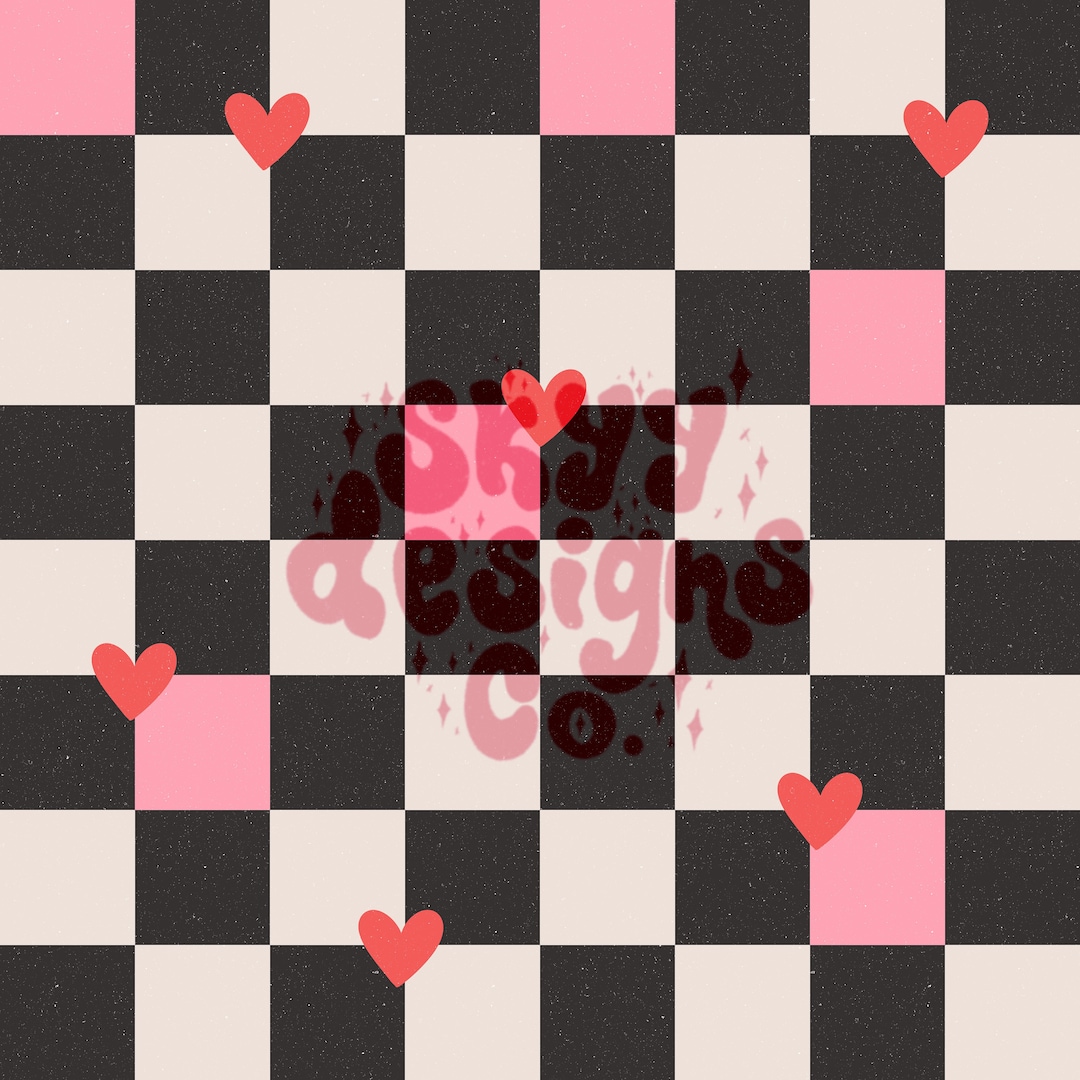 Retro Checkered Hearts Seamless Pattern, Valentines Pattern Paper for ...