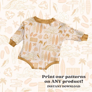 Boho Beach Seamless Pattern for Summer, Boho Beachy Seamless Repeat ...