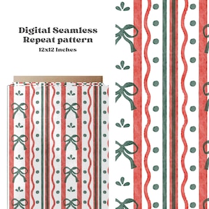 Coquette Stripes and Bows Seamless Pattern Design for Christmas ...