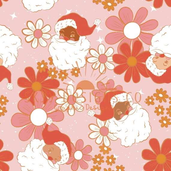 Retro Santa Seamless Pattern for Fabrics and Wallpapers Snow - Etsy
