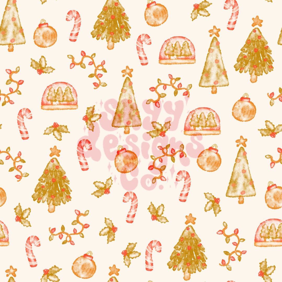 Bright Watercolor Christmas Digital Seamless Pattern for Fabrics and ...
