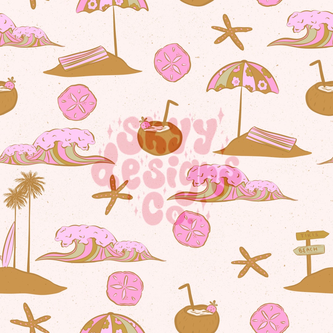Trendy Beach Seamless Pattern for Summer, Boho Beachy Seamless Repeat ...