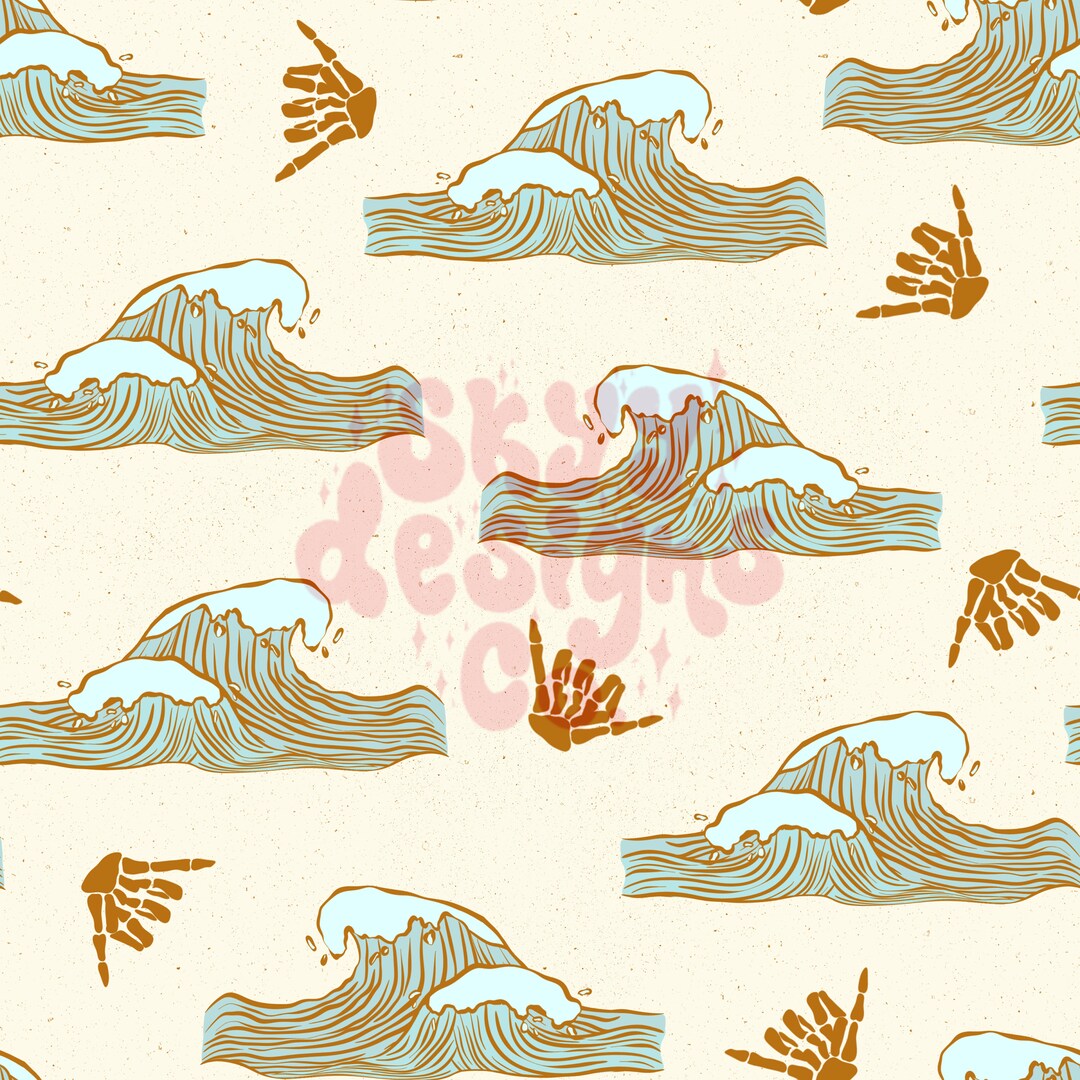 Retro Gender Neutral Summer Waves Seamless Pattern for Summer, Trendy ...
