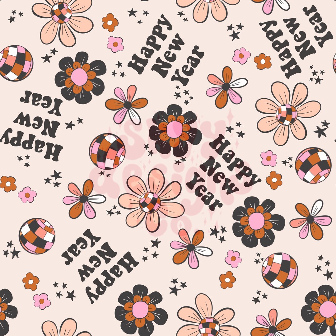 Boho Happy New Year Digital Seamless Pattern for Fabrics and - Etsy