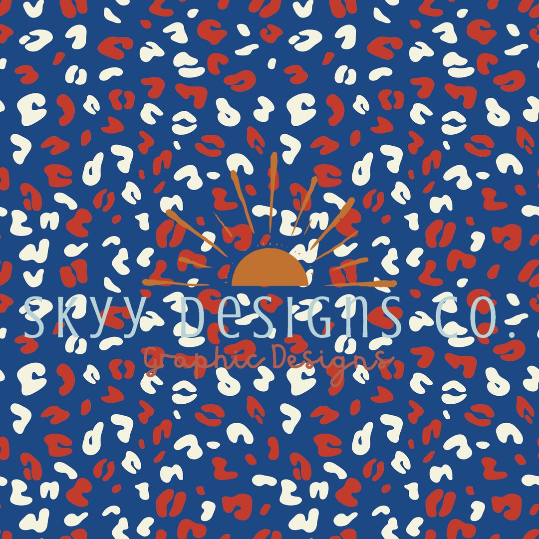 Navy Red White and Blue Leopard Digital Seamless Pattern for Fabrics ...
