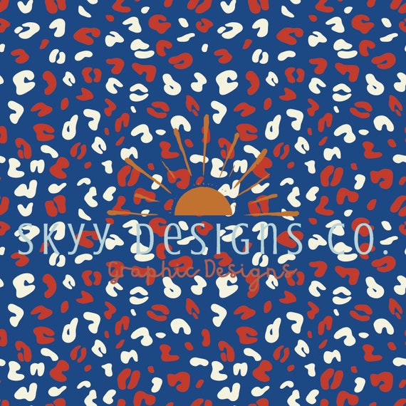 Navy Red White and Blue Leopard Digital Seamless Pattern for - Etsy