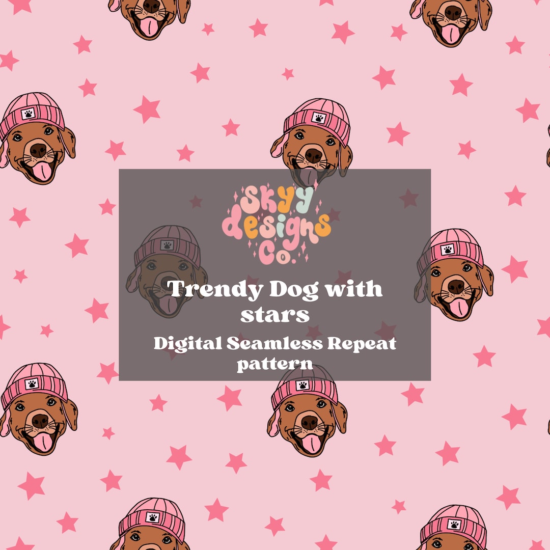 Cute Trendy Dogs Seamless Pattern Design, Digital Download Animal Love ...