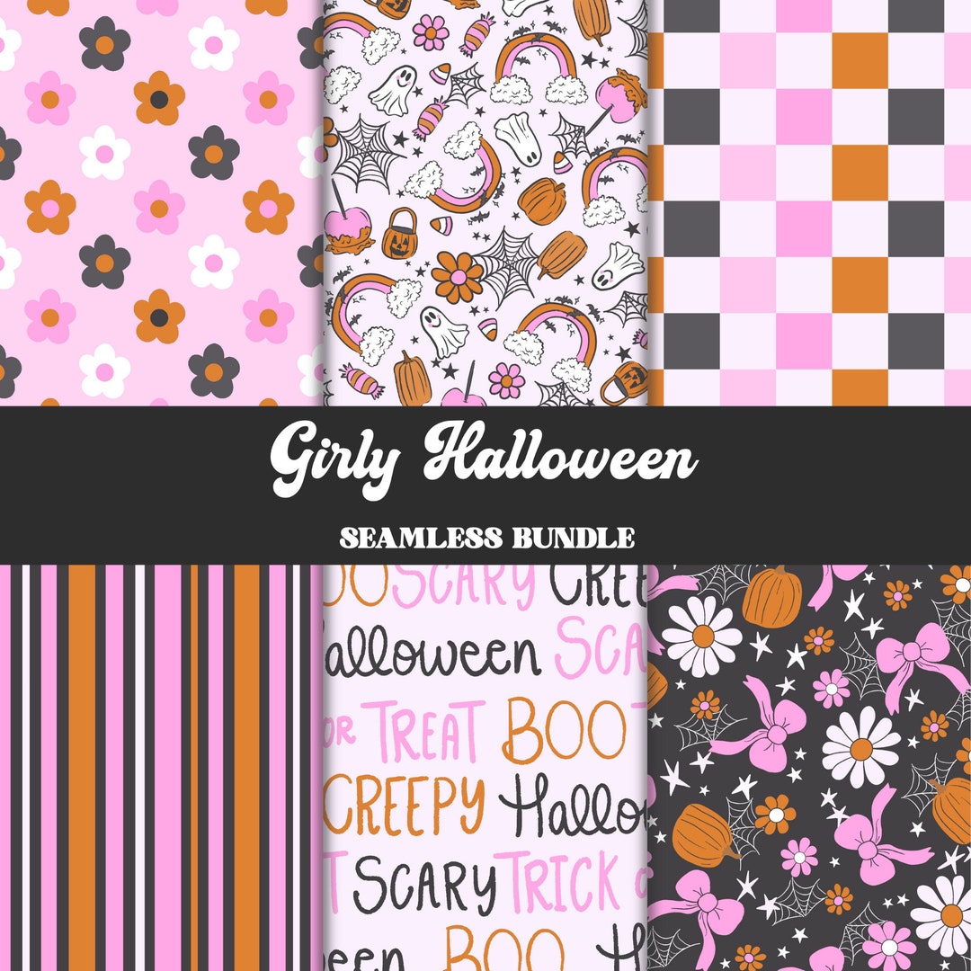 Trendy Halloween Spooky Bundle Digital Seamless Pattern for Fabrics and ...