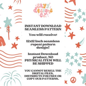 Fourth of July Boho Flags Digital Seamless Pattern for Fabrics and ...
