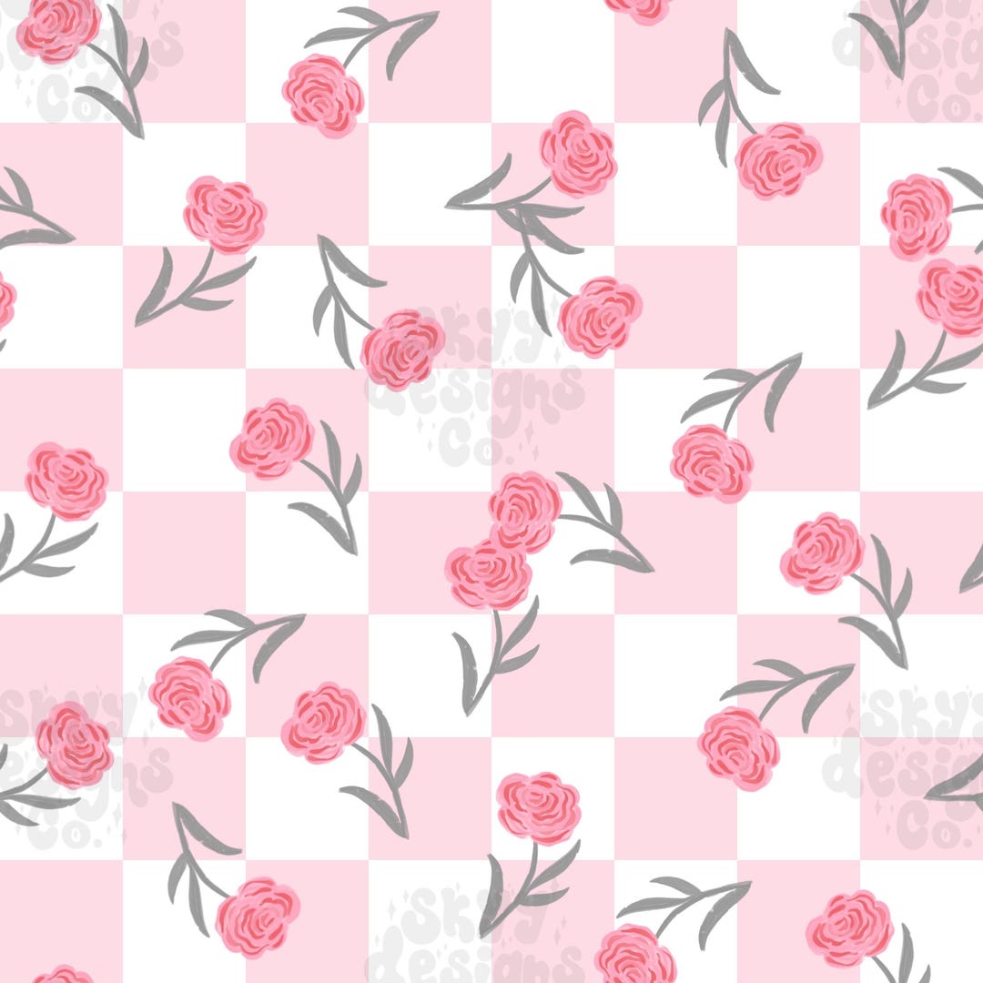 Coquette Checkered Roses Seamless Pattern Design for Valentine's Day ...