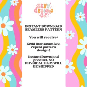 Groovy Retro Summer Daisy Waves Seamless Pattern for Retro Floral ...