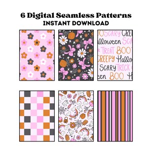 Trendy Halloween Spooky Bundle Digital Seamless Pattern for Fabrics and ...
