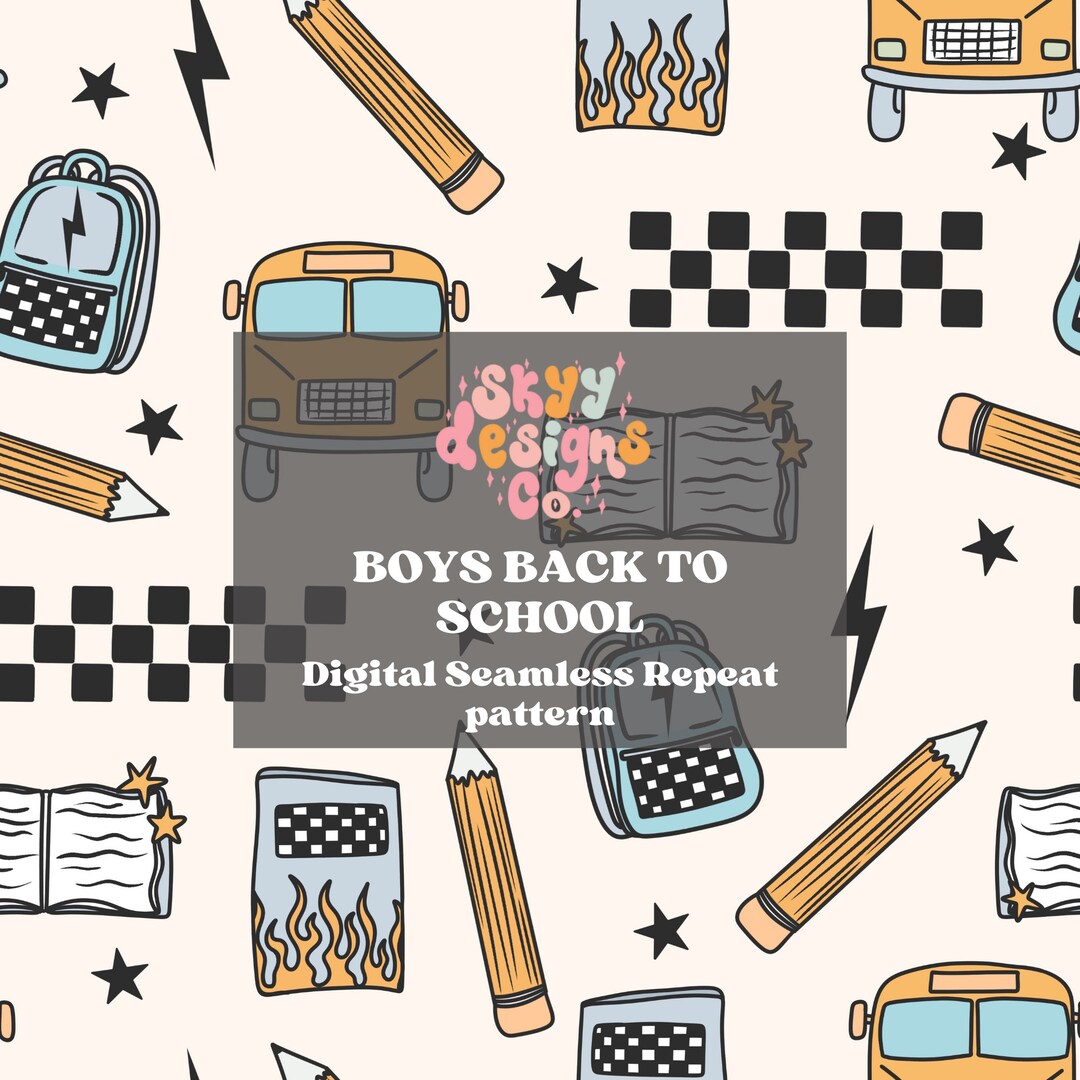 Boys Back to School Digital Seamless Pattern for Fabrics and Wallpapers ...
