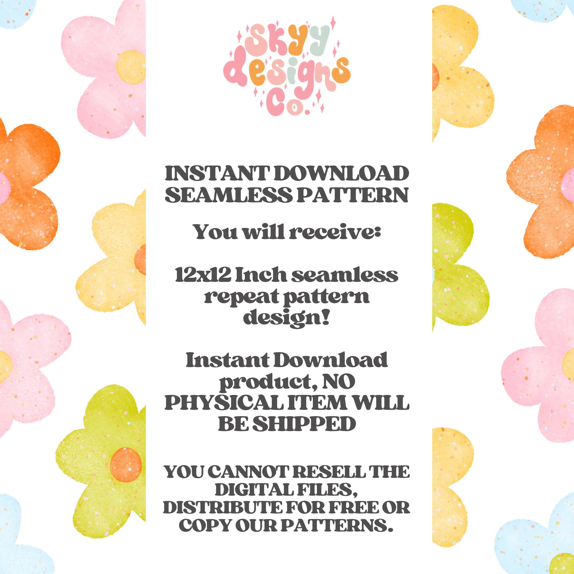 Retro Daisy Seamless Pattern for Summer, Watercolor Bright Floral ...