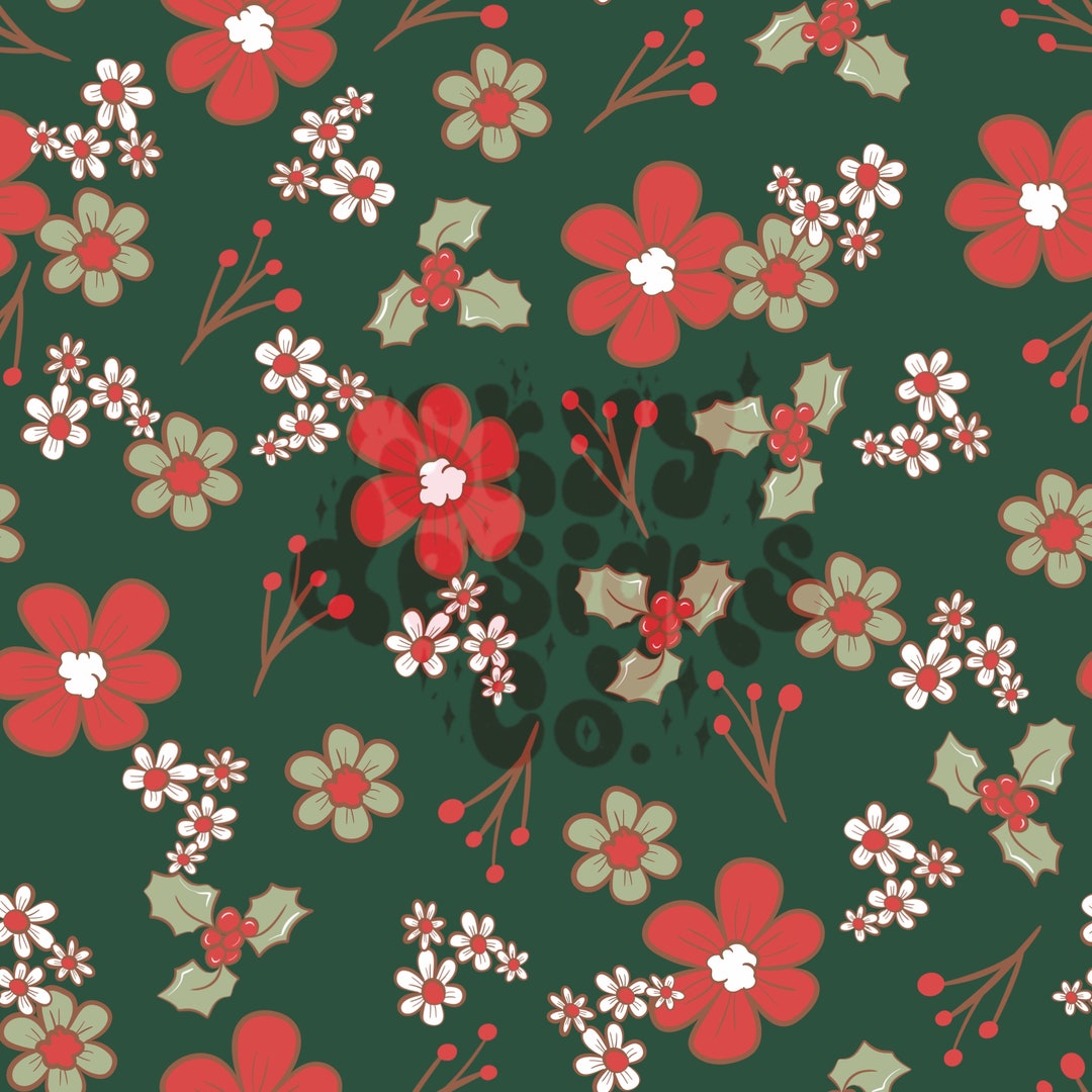 Christmas Floral Digital Seamless Pattern for Fabrics and Wallpapers ...