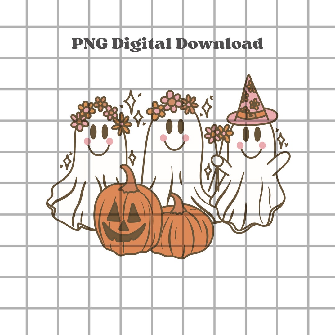 Boho Halloween Ghosts Png Design, Halloween Ghosts PNG Digital Download ...