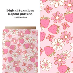 Retro Strawberry Digital Seamless Pattern for Fabrics and Wallpapers ...