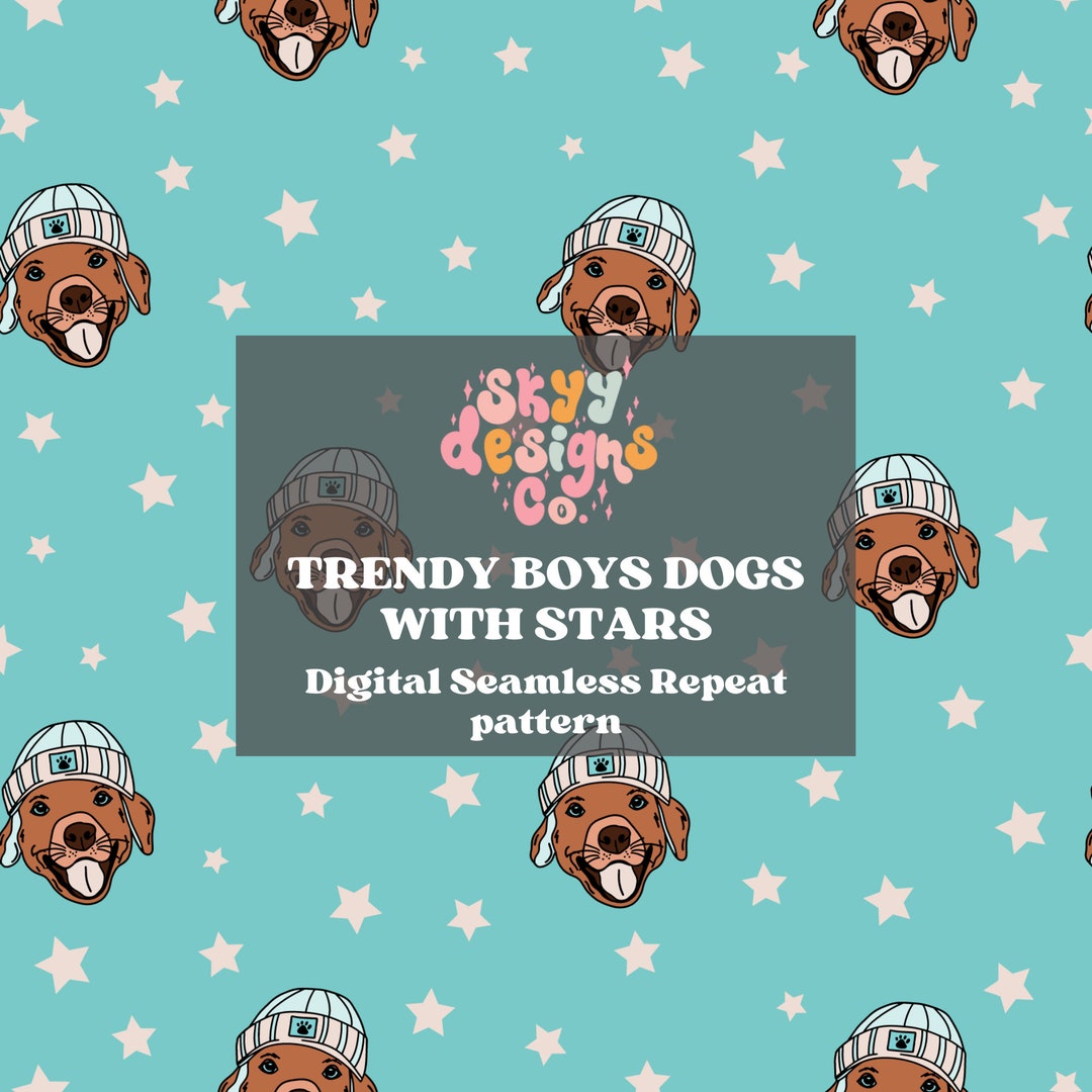 Trendy Dogs Boy Seamless Pattern Design, Digital Animal Boys Pattern ...