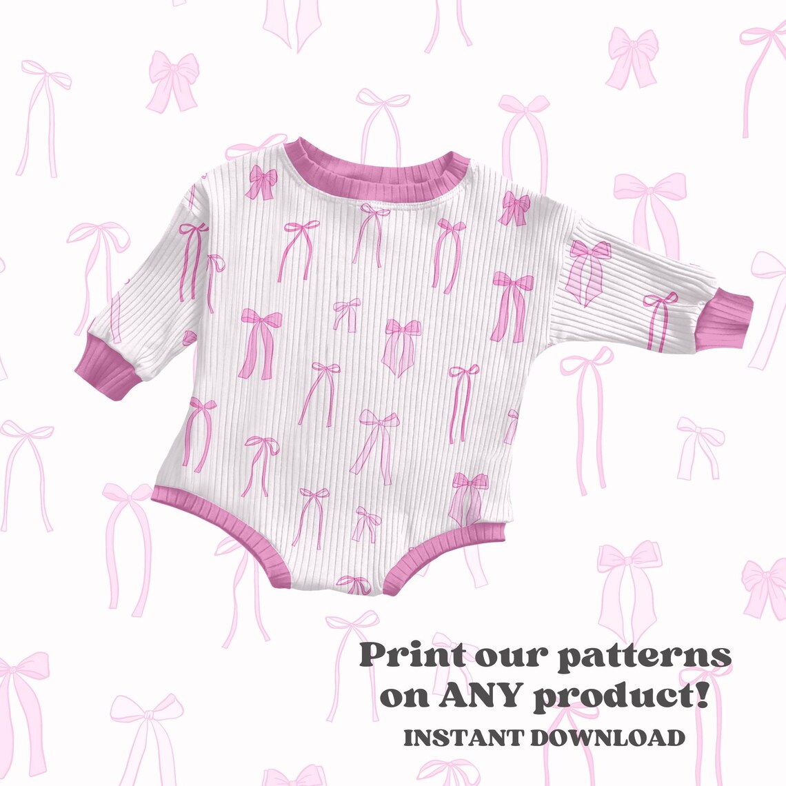 Pink Girly Bows Seamless Pattern, Coquette Bow Pattern Paper Digital ...