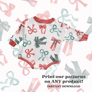 Trendy Christmas Bows Digital Seamless Pattern for Fabrics and ...