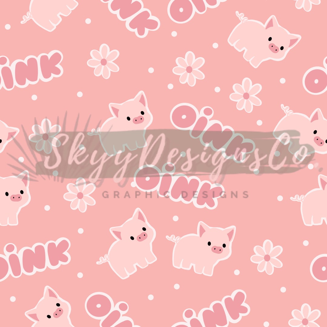 Pig Oink Digital Seamless Pattern for Fabrics and Wallpapers, Animal Seamless Pattern, Pig ...