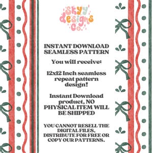 Coquette Stripes and Bows Seamless Pattern Design for Christmas ...