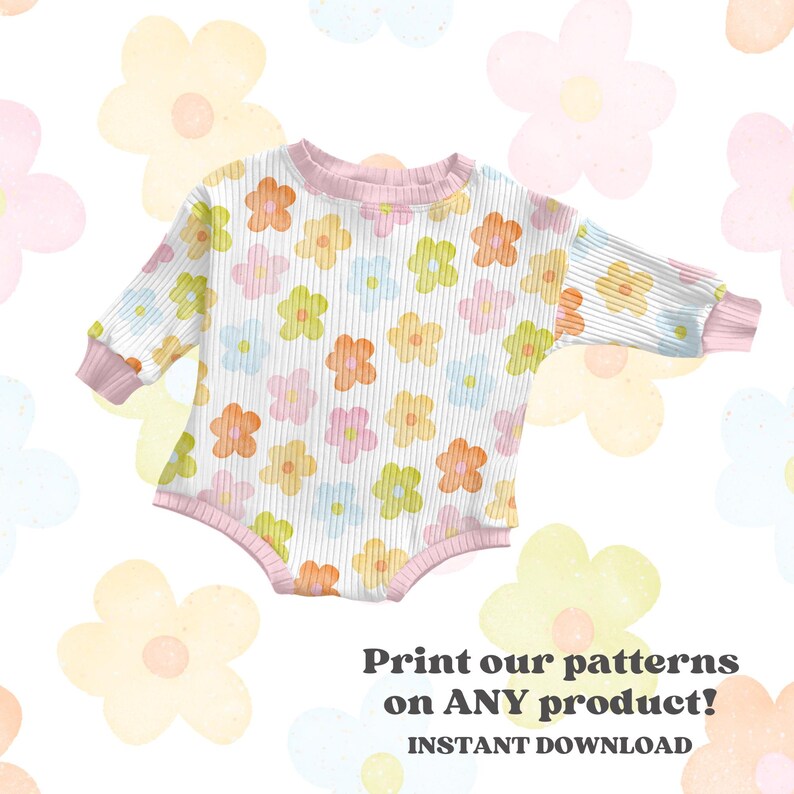 Retro Daisy Seamless Pattern for Summer, Watercolor Bright Floral ...