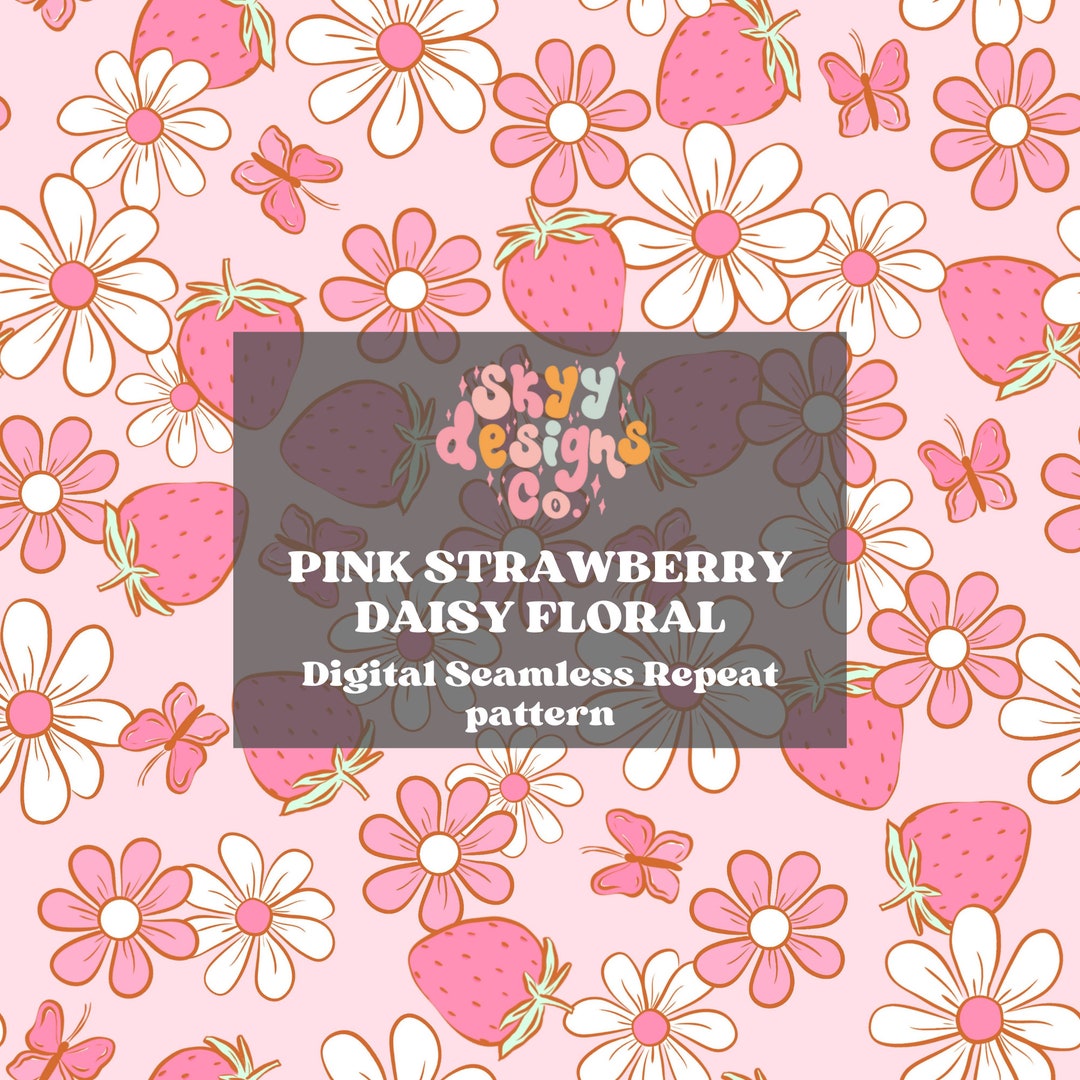 Retro Strawberry Daisy Seamless Pattern for Spring and Summer, Girly ...