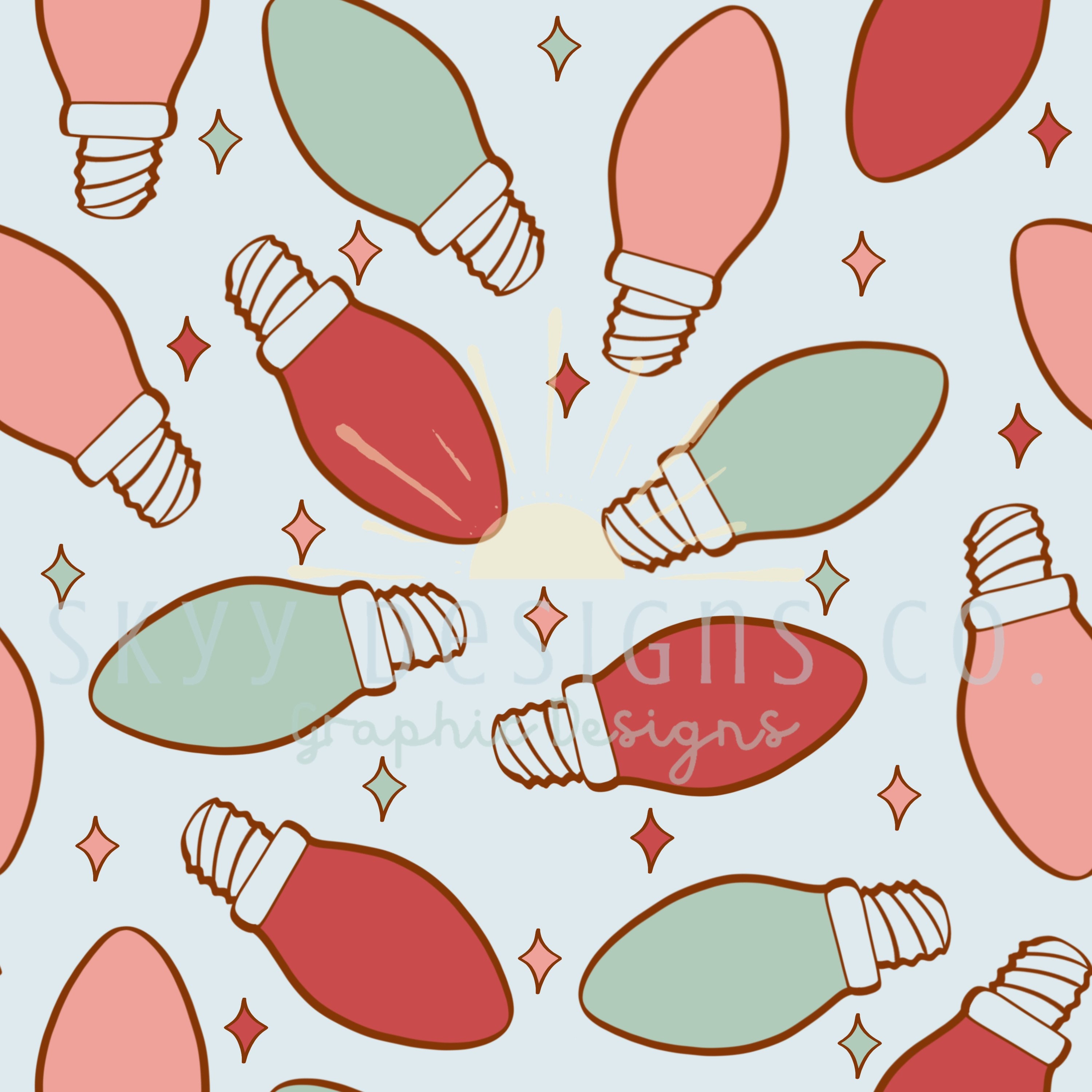 Pastel Minimal Muted Christmas Lights Digital Seamless Pattern - Etsy