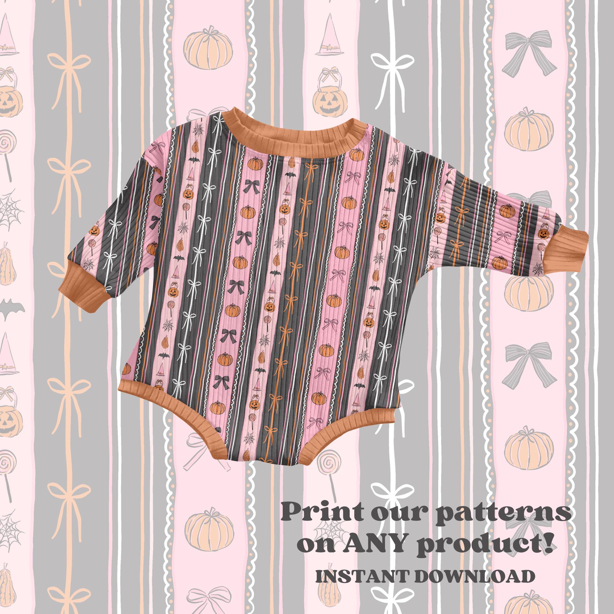 Spooky Bow Stripes Seamless Pattern for Halloween, Preppy Pumpkin ...
