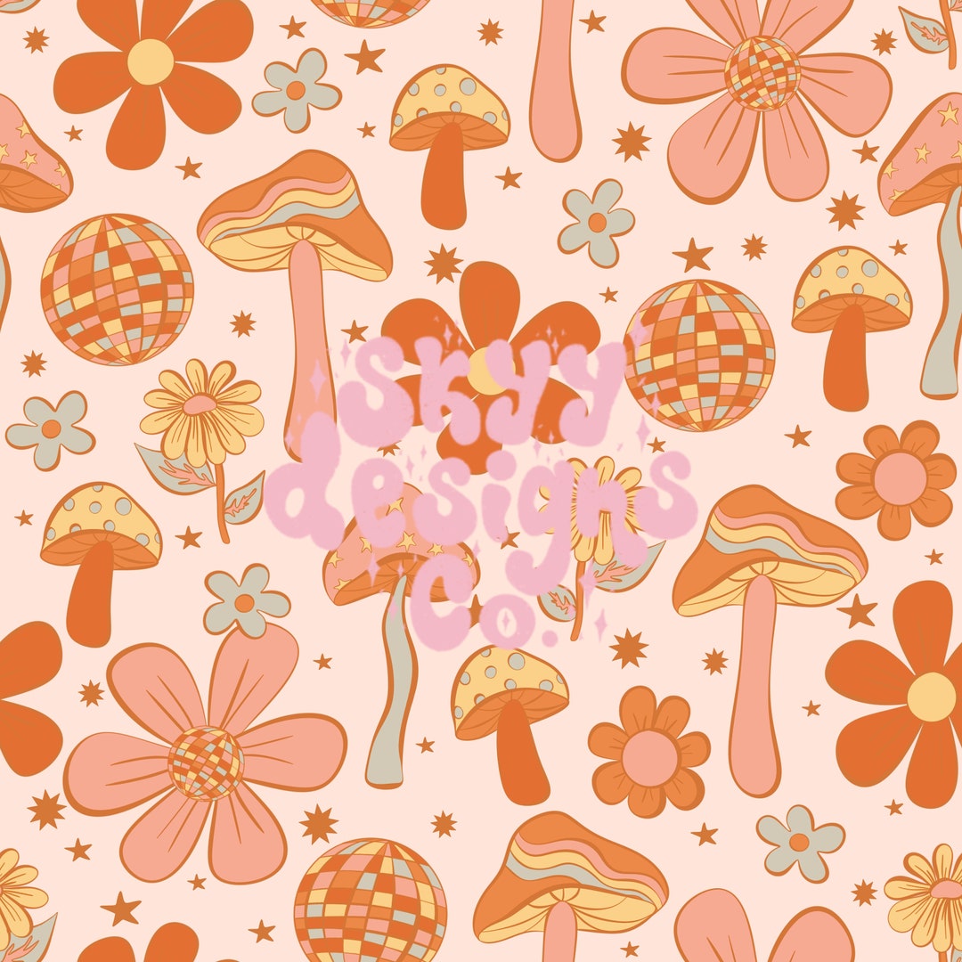 Retro Bright Vintage Mushroom Floral Digital Seamless Pattern for ...