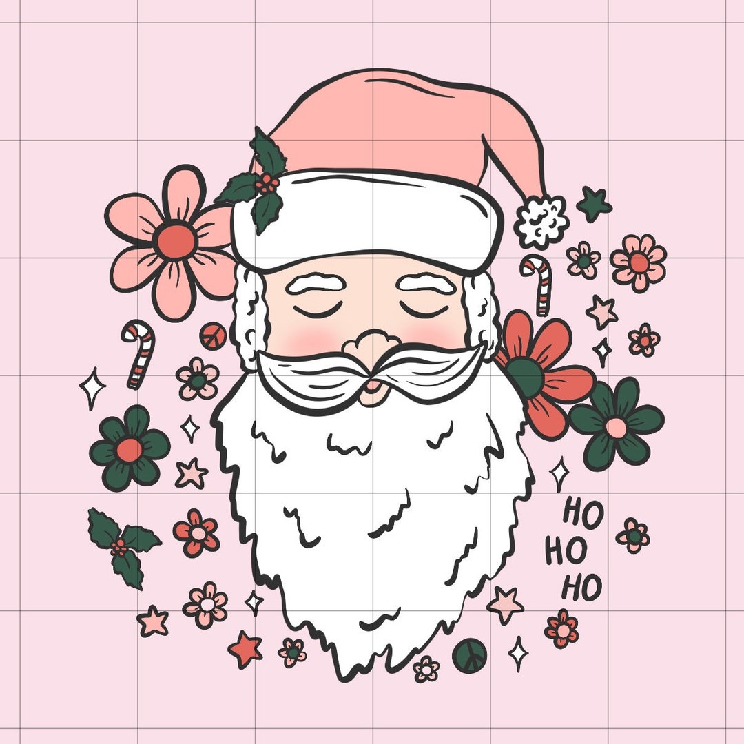 Retro Santa Floral Png, Santa Claus Png Sublimation, T Shirt Design ...
