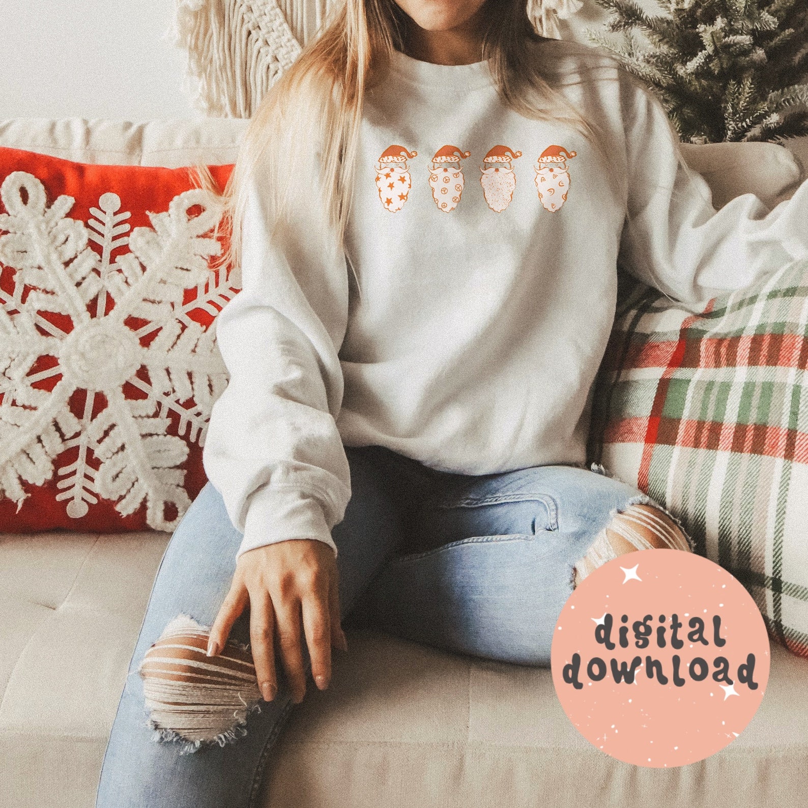 Boho Santa Claus Digital Seamless Pattern for Fabrics and - Etsy