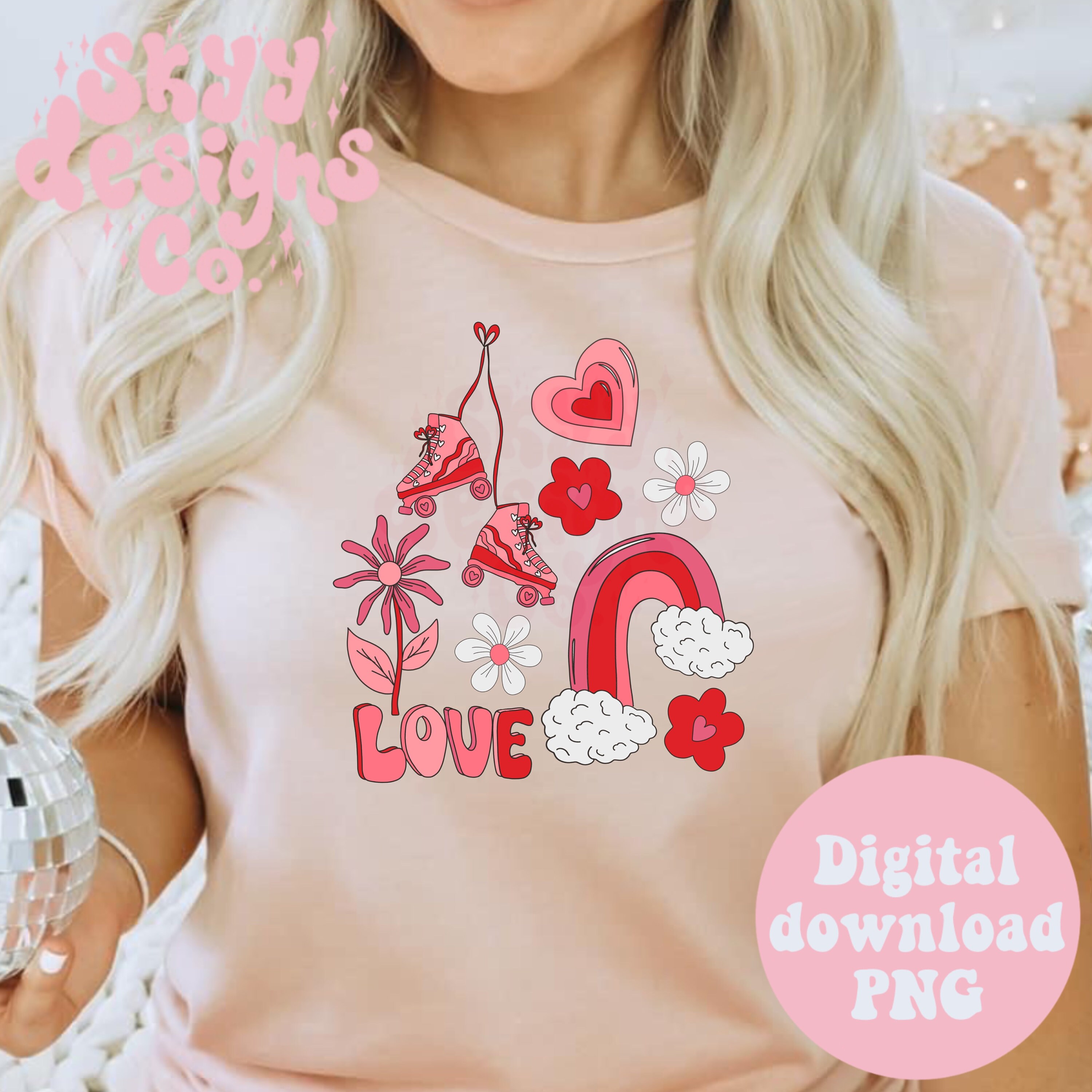 Retro Rainbow Love Seamless Pattern For Valentines Day Etsy