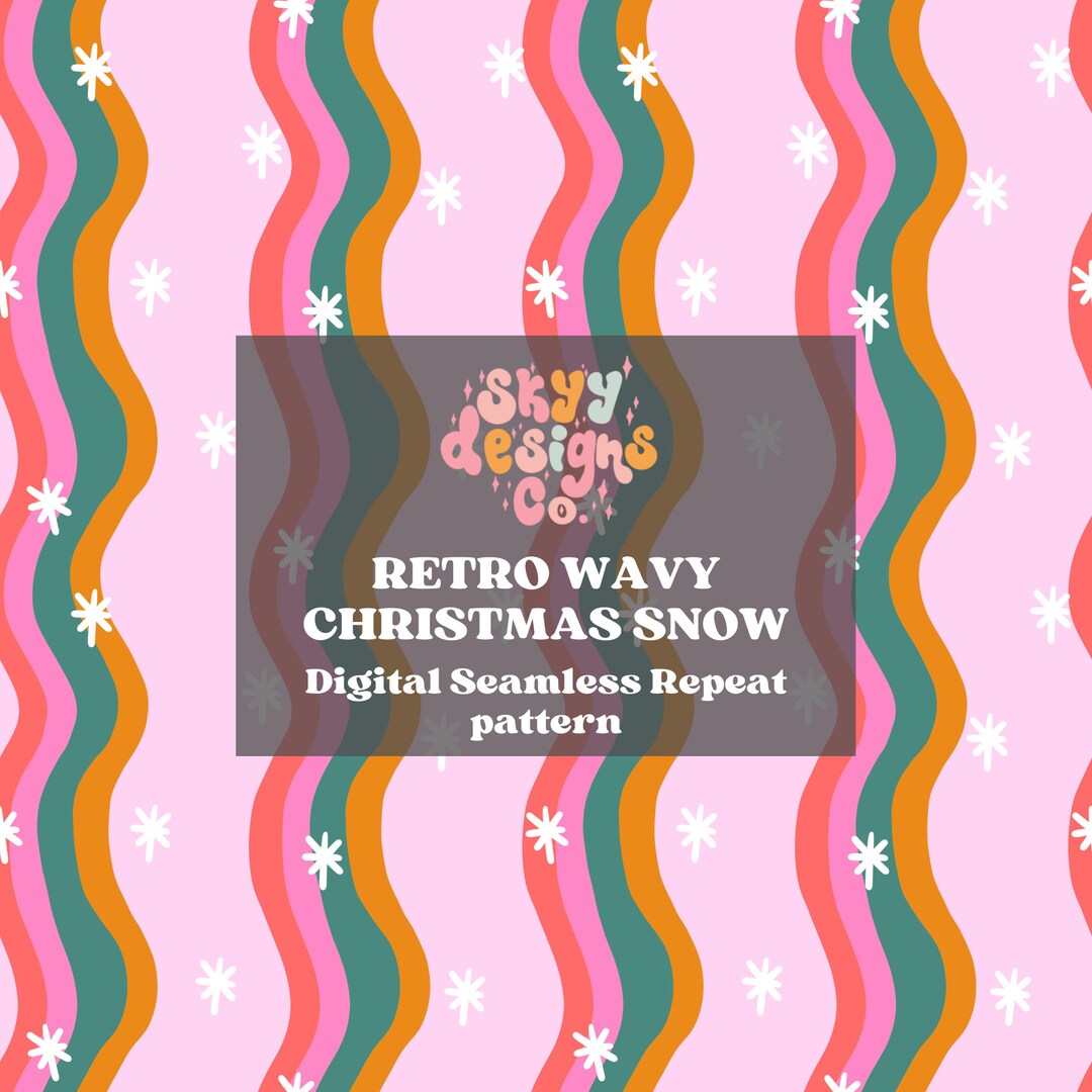 Retro Wavy Christmas Digital Seamless Pattern for Fabrics and ...