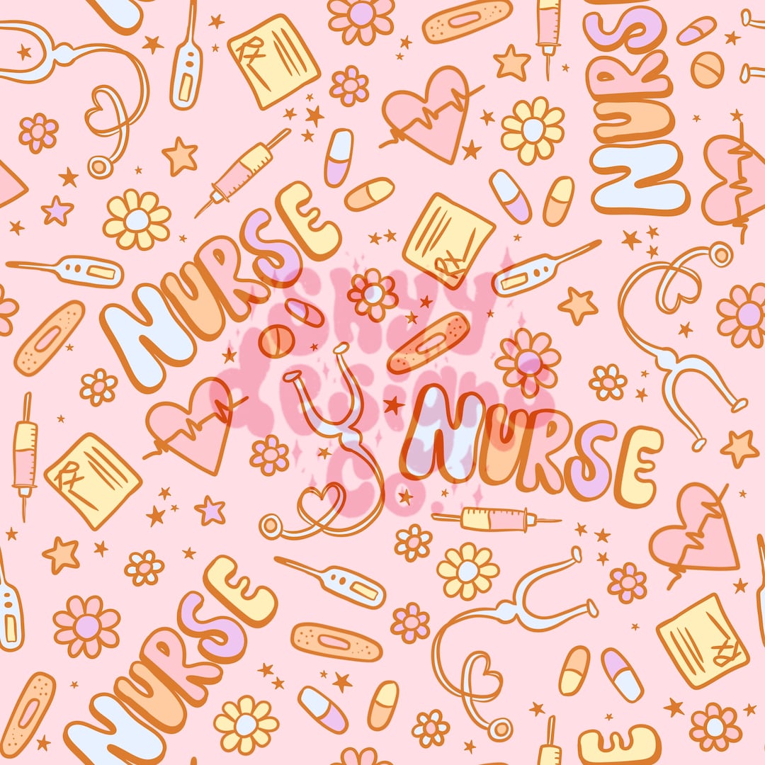 Girly Pastel Nurse Medical Digital Seamless Pattern for Fabrics and ...