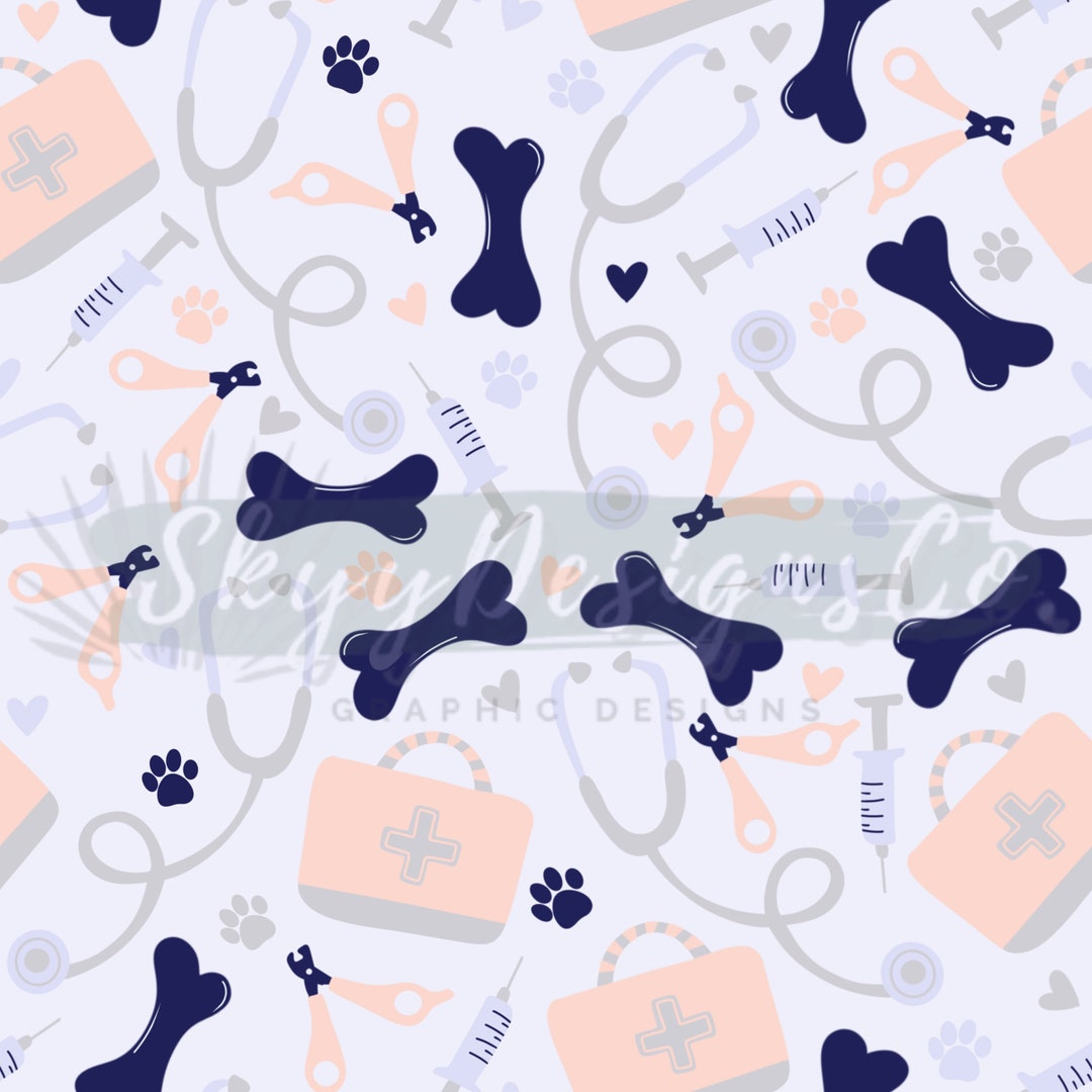 Dog Vet Animal Medical Digital Seamless Pattern for Animal Fabrics and ...
