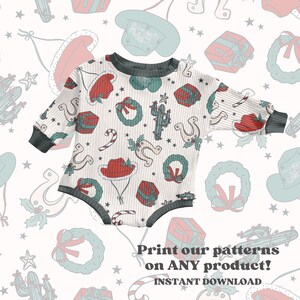Western Christmas Seamless Pattern, Cowgirl Winter Pattern Paper ...