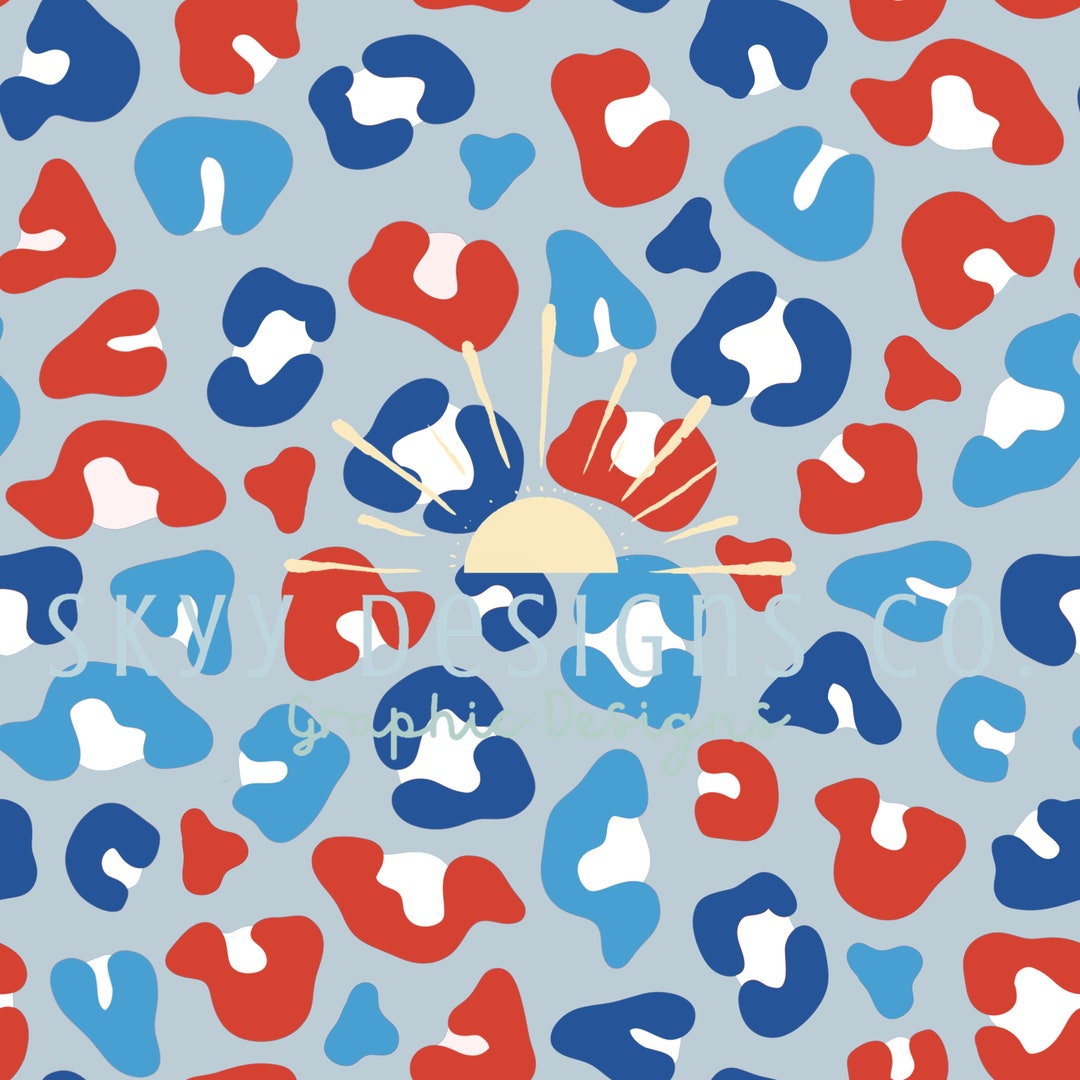 Fourth of July Cheetah Digital Seamless Pattern for Fabrics and ...