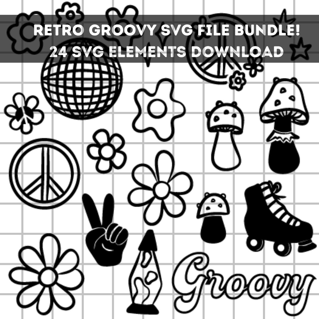 Retro Groovy Silhouette SVG Bundle, Retro SVG, Disco Svg, Daisy Svg ...