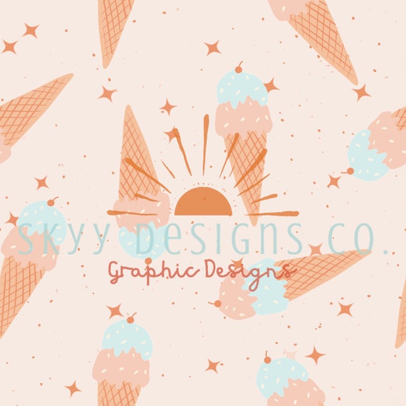 Pastel Sparkle Ice Cream Digital Seamless Pattern for Fabrics - Etsy