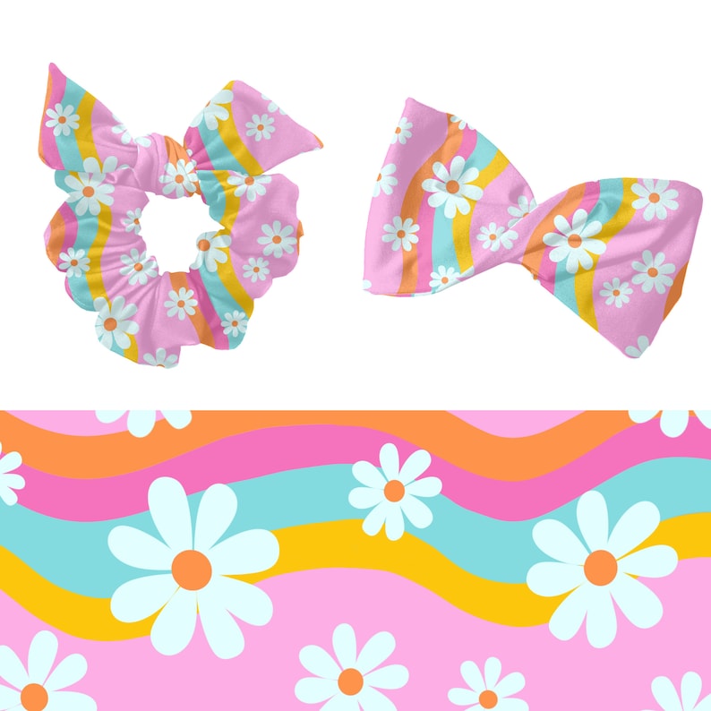 Groovy Retro Summer Daisy Waves Seamless Pattern for Retro Floral ...