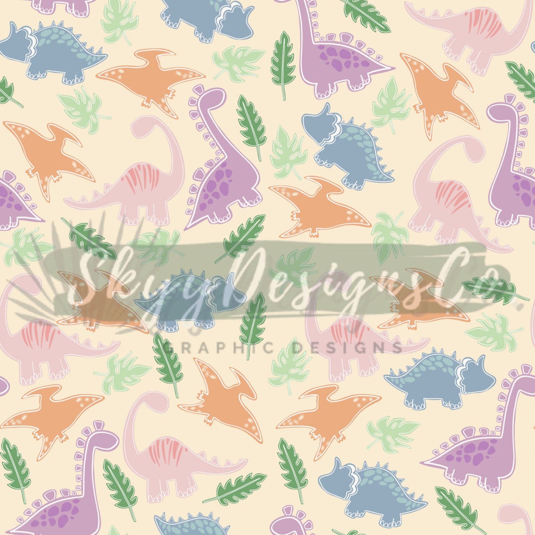 Kids Dinosaurs Digital Seamless Pattern for Fabrics and Wallpapers ...