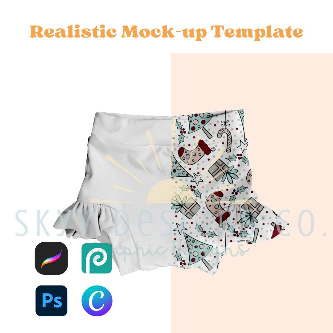 Ruffle Bummies Realistic Mock-up Template for Procreate Canva and ...