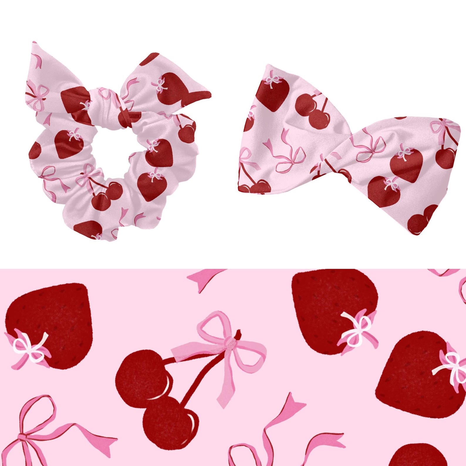 Coquette Fruit Seamless Pattern for Valentine's Day, Preppy Strawberry ...